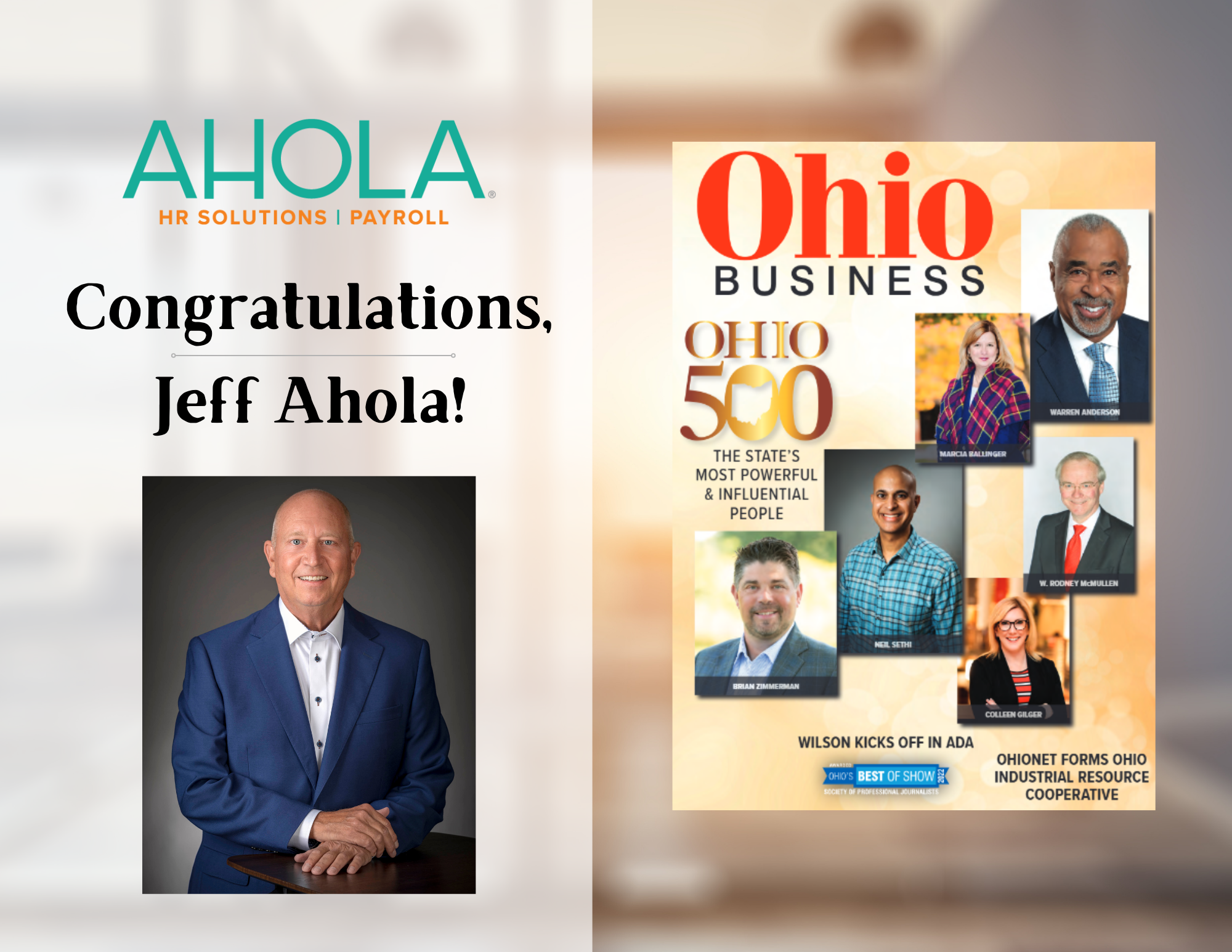 Jeff Ahola, CEO, Named to Ohio Business Magazine's Ohio 500